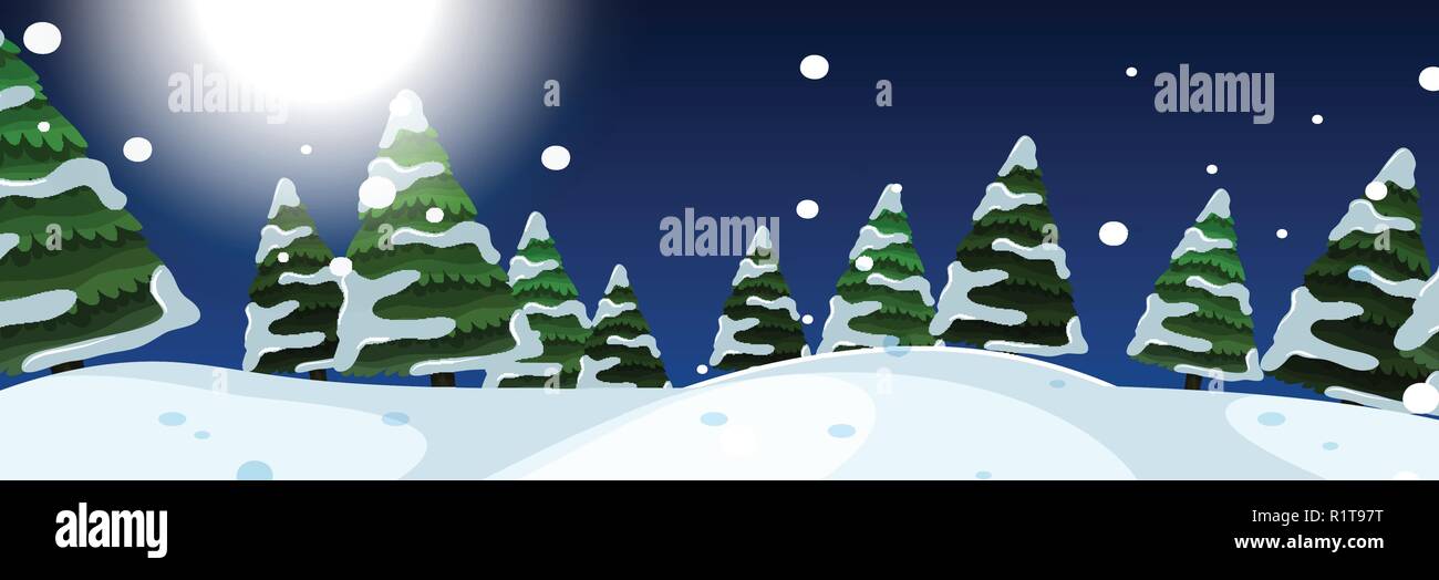 Outdoor winter night scene illustration Stock Vector Image & Art - Alamy