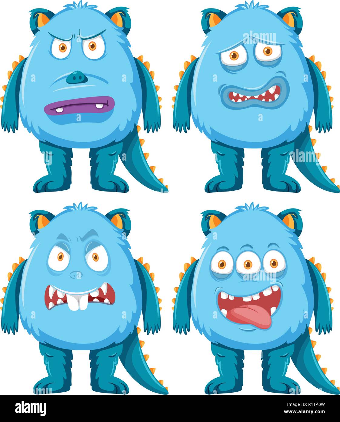 Set of blue monster character illustration Stock Vector Image & Art - Alamy
