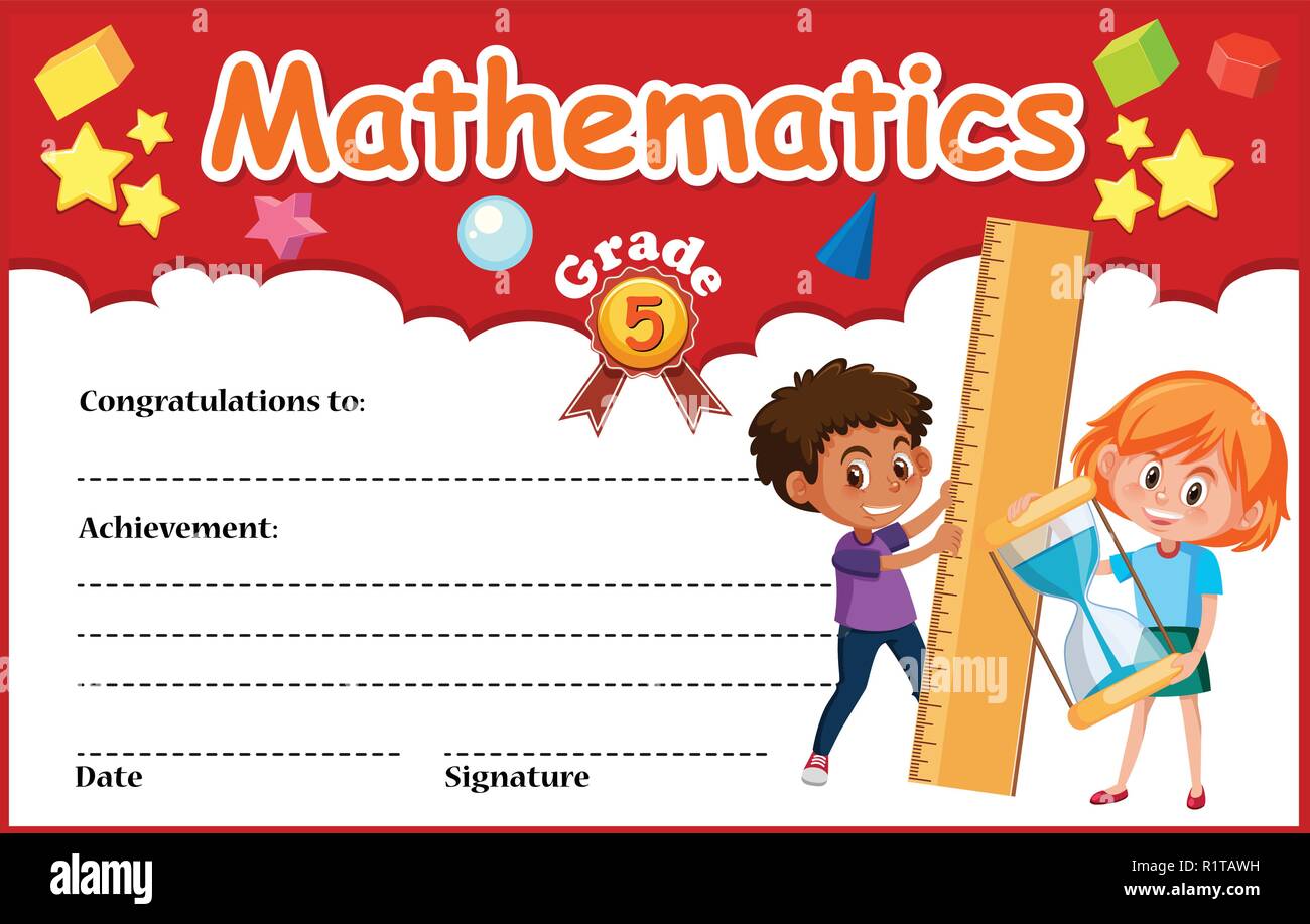 Mathematics diploma certificate template illustration Stock Vector ...