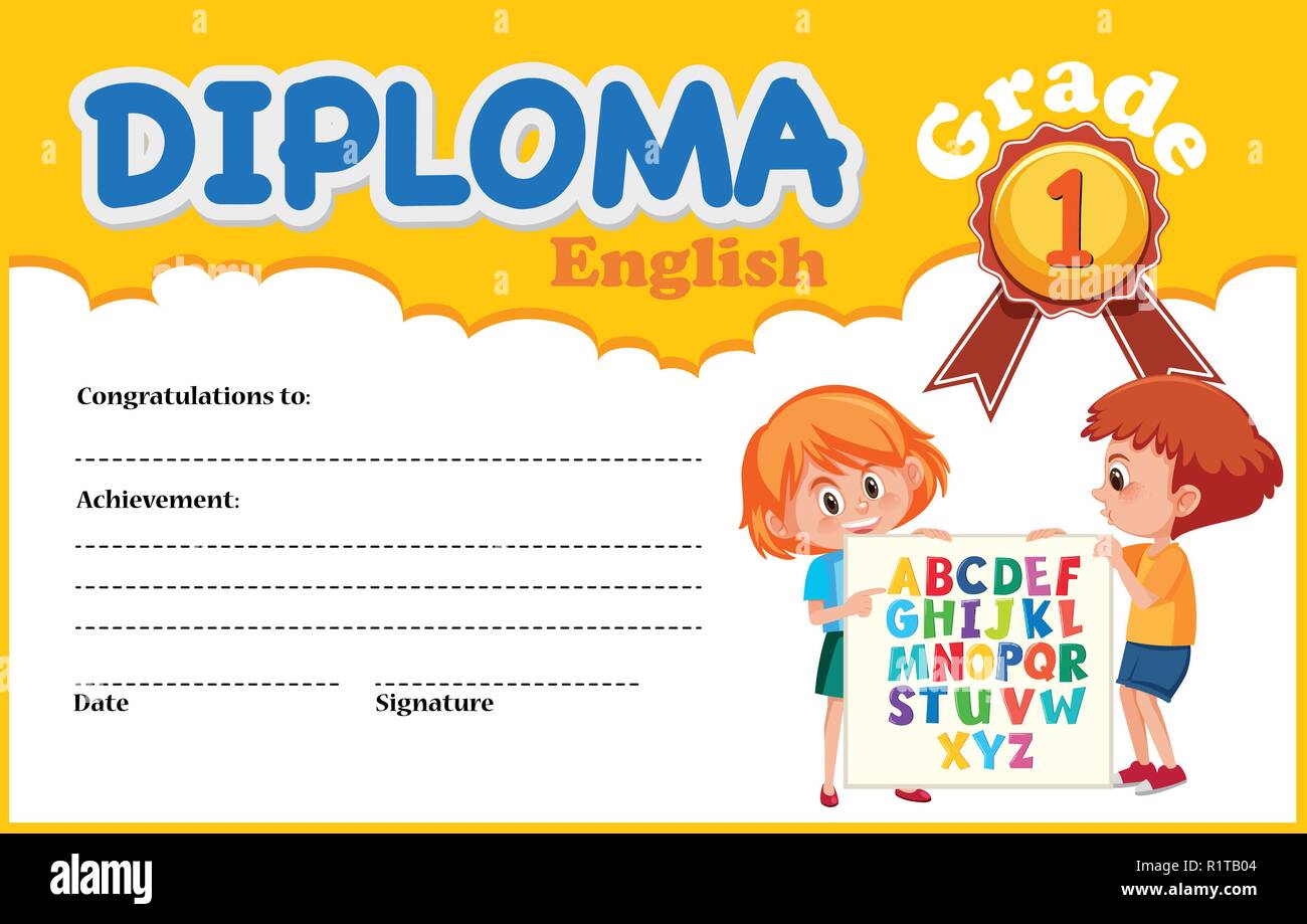 English diploma certificate template illustration Stock Vector Image ...