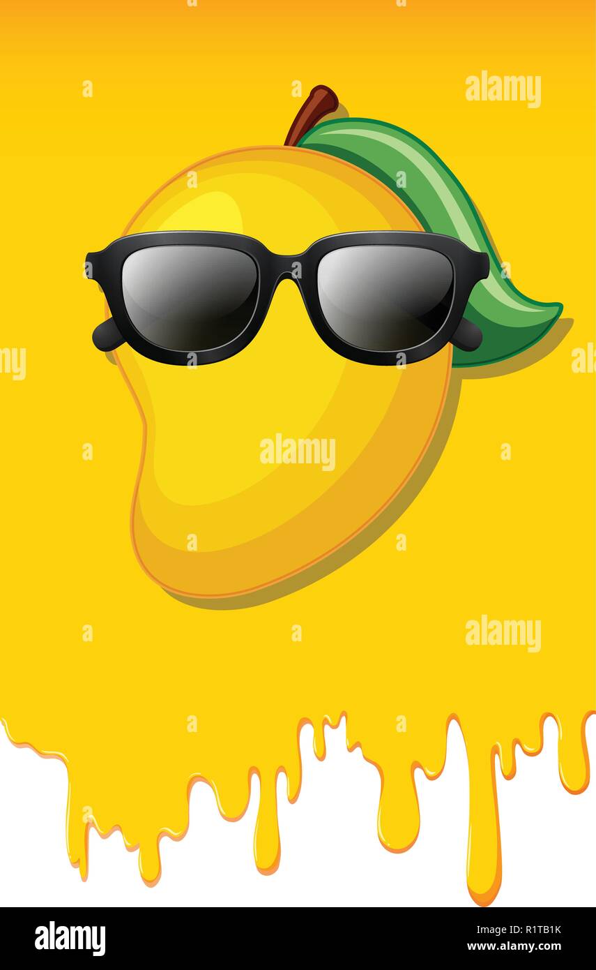 Mango on yellow juice texture background illustration Stock Vector ...