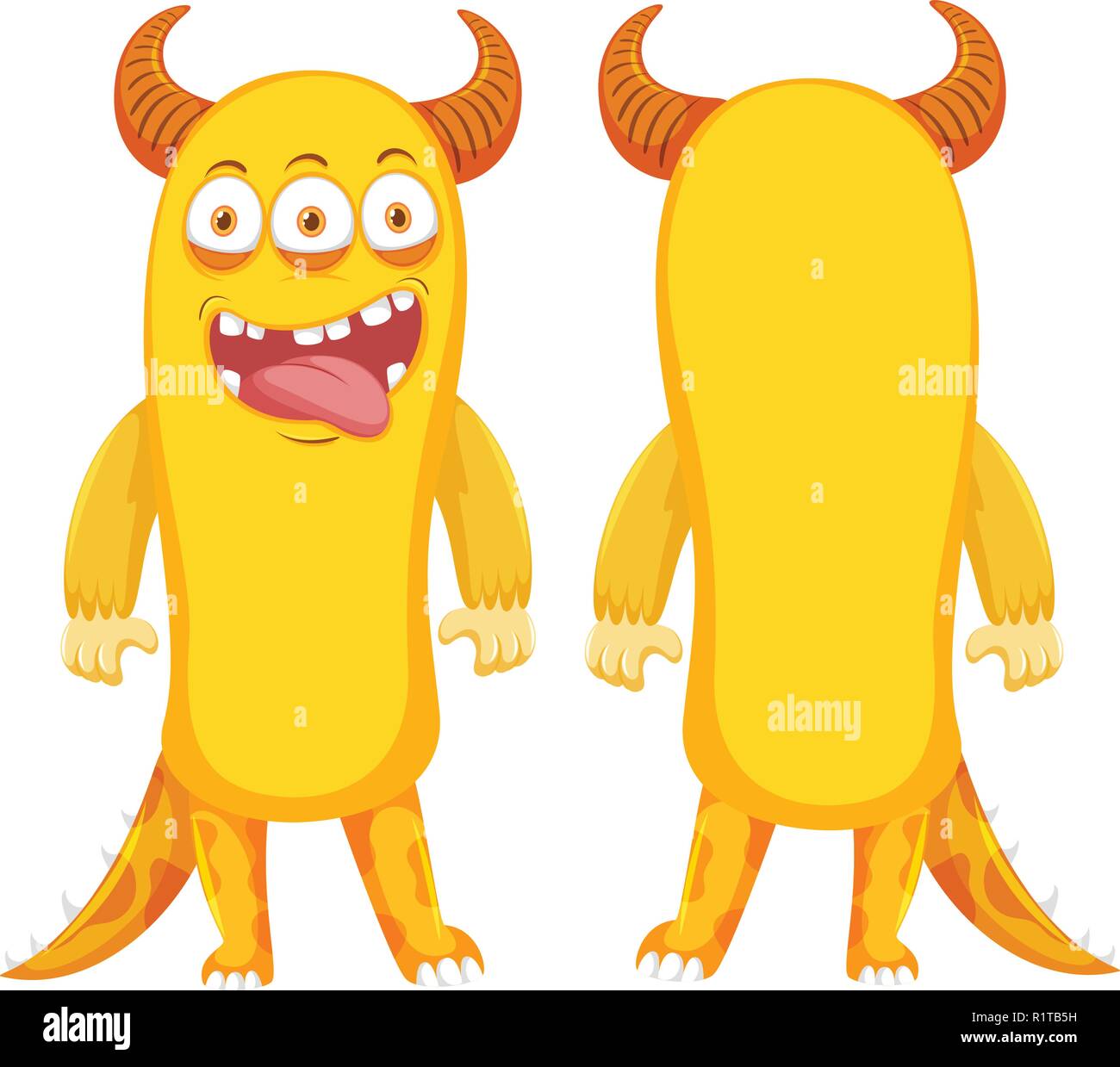 Yellow monster with horn illustration Stock Vector Image & Art - Alamy
