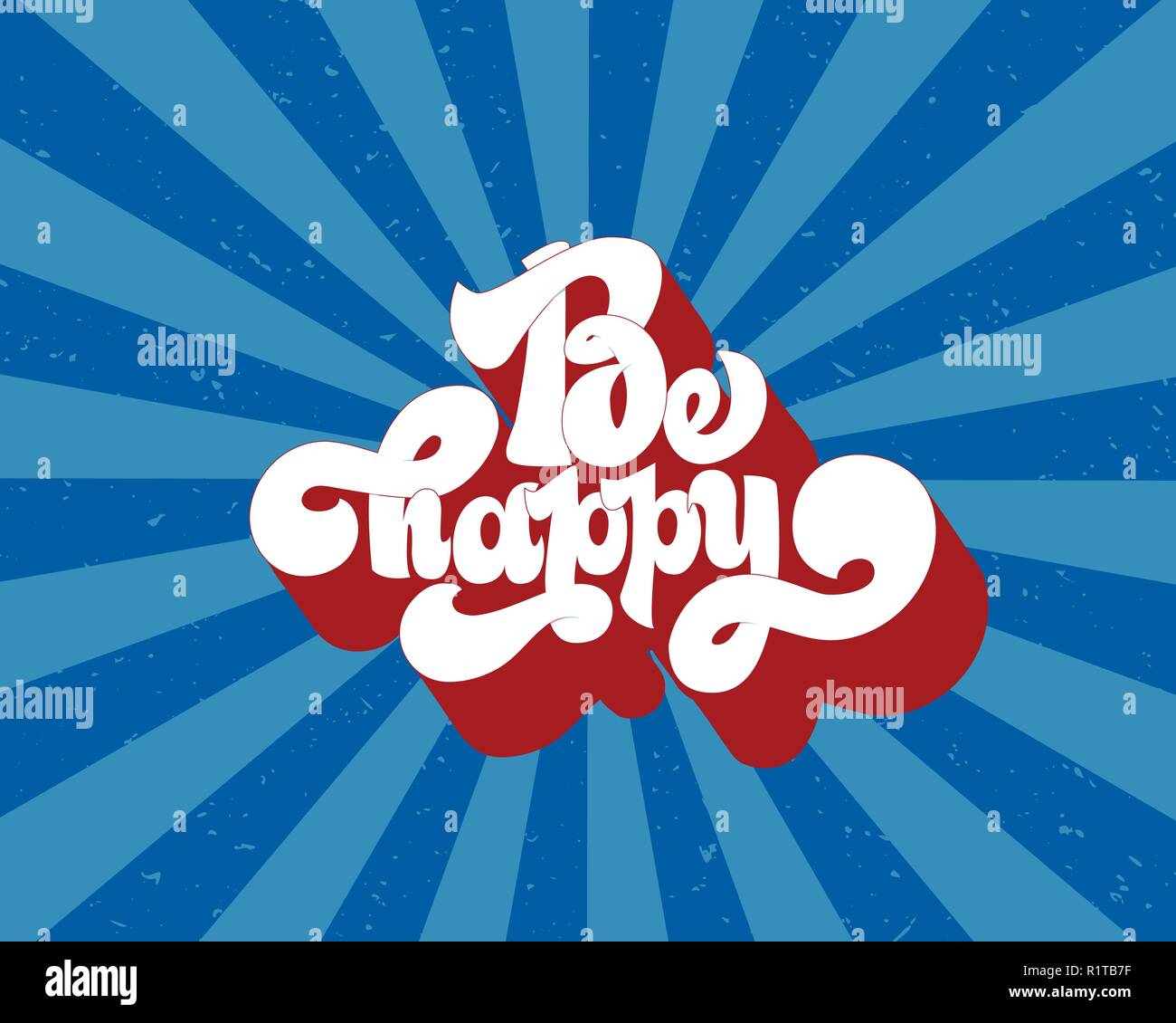 Be happy greating card hand lettering text, brush ink calligraphy ...