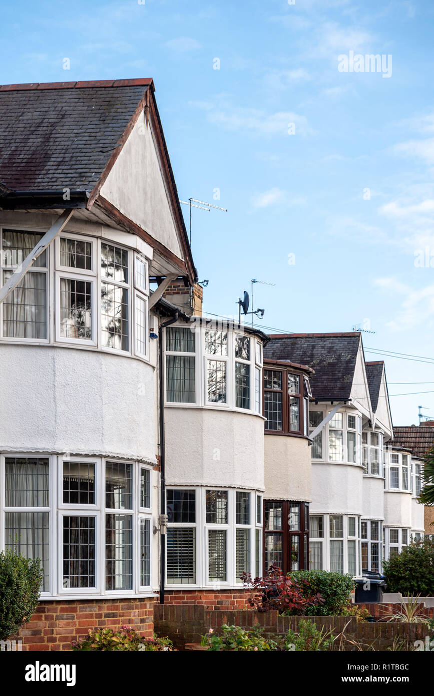 day view row of typical english houses in northampton Stock Photo - Alamy