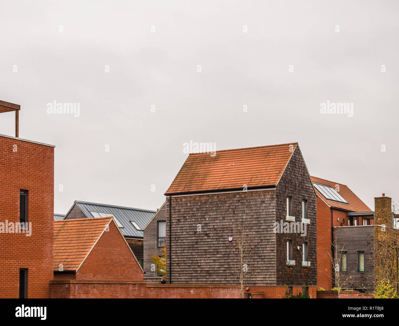 new unique design modern detached house in england Stock Photo - Alamy