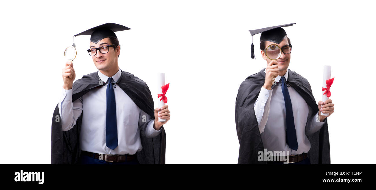 Student graduate isolated on white background Stock Photo - Alamy