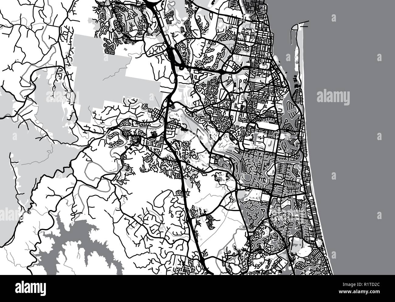 Urban vector city map of Gold Coast, Australia Stock Vector Image & Art ...