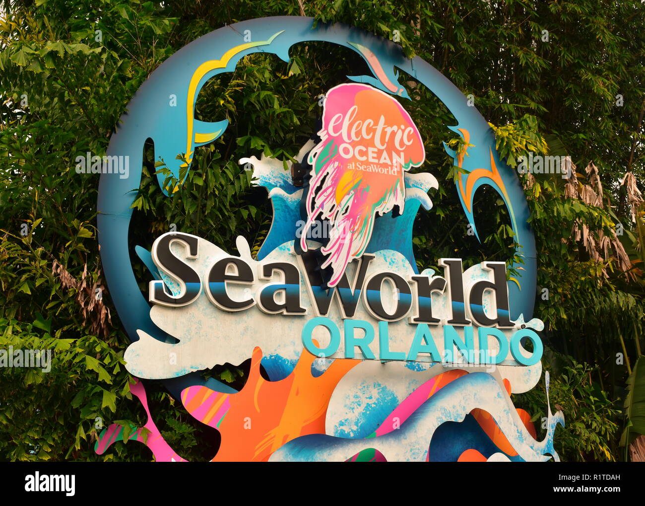 Orlando, Florida. September 09, 2018 Seaworld Sign close to ...