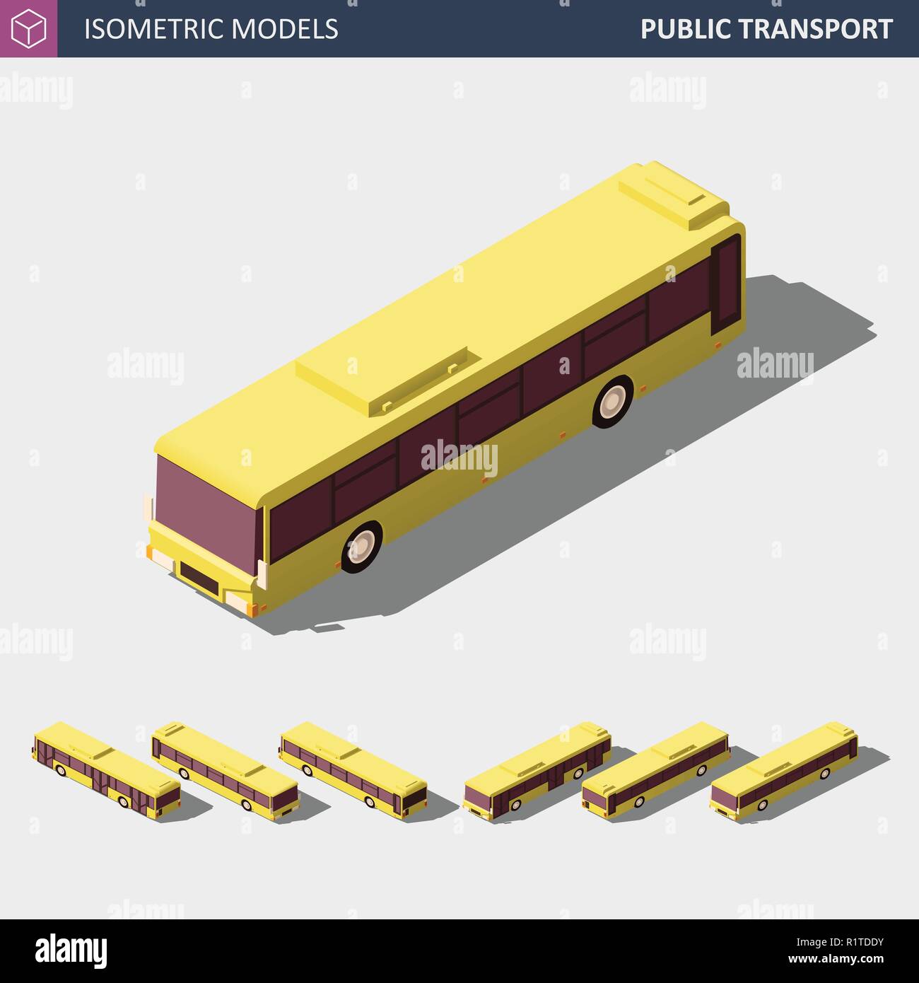 Isometric Icon of Public City Bus. Vector Illustration Stock Vector ...