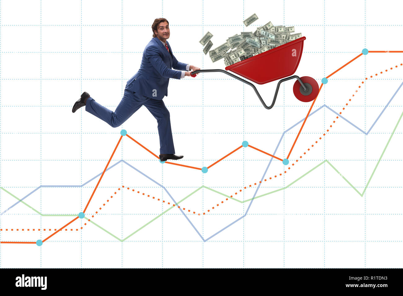 Man pushing wheelbarrow full money hi-res stock photography and images ...