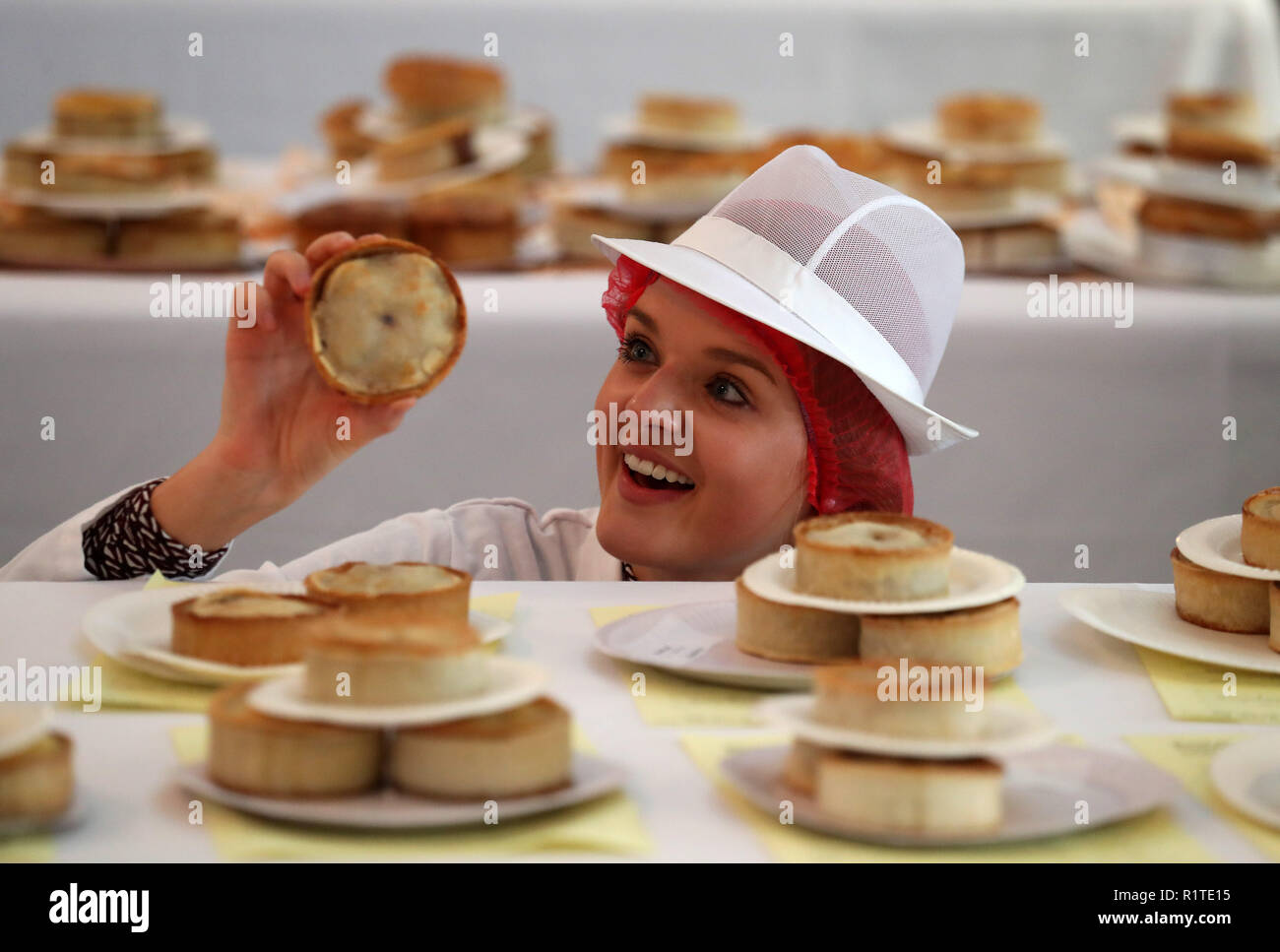 Judge Emily Irons-Young views a Scotch pie during judging at World ...