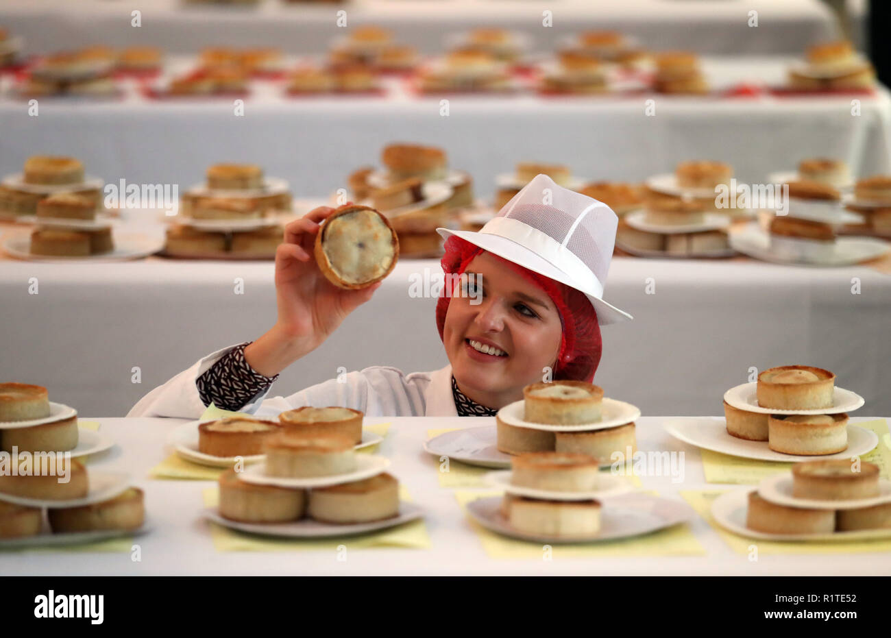 Judge Emily Irons-Young views a Scotch pie during judging at World ...