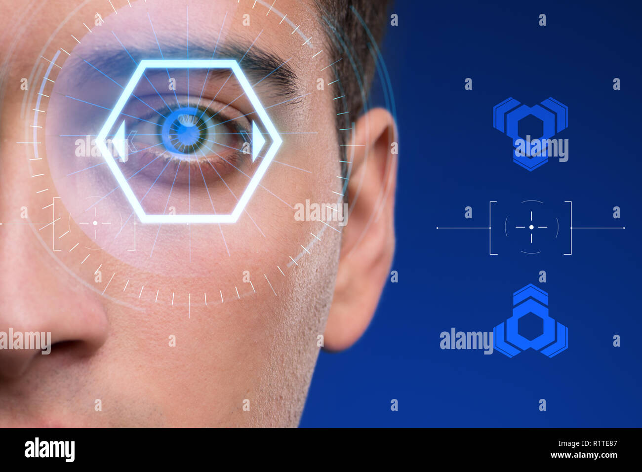 Concept of sensor implanted into human eye Stock Photo - Alamy
