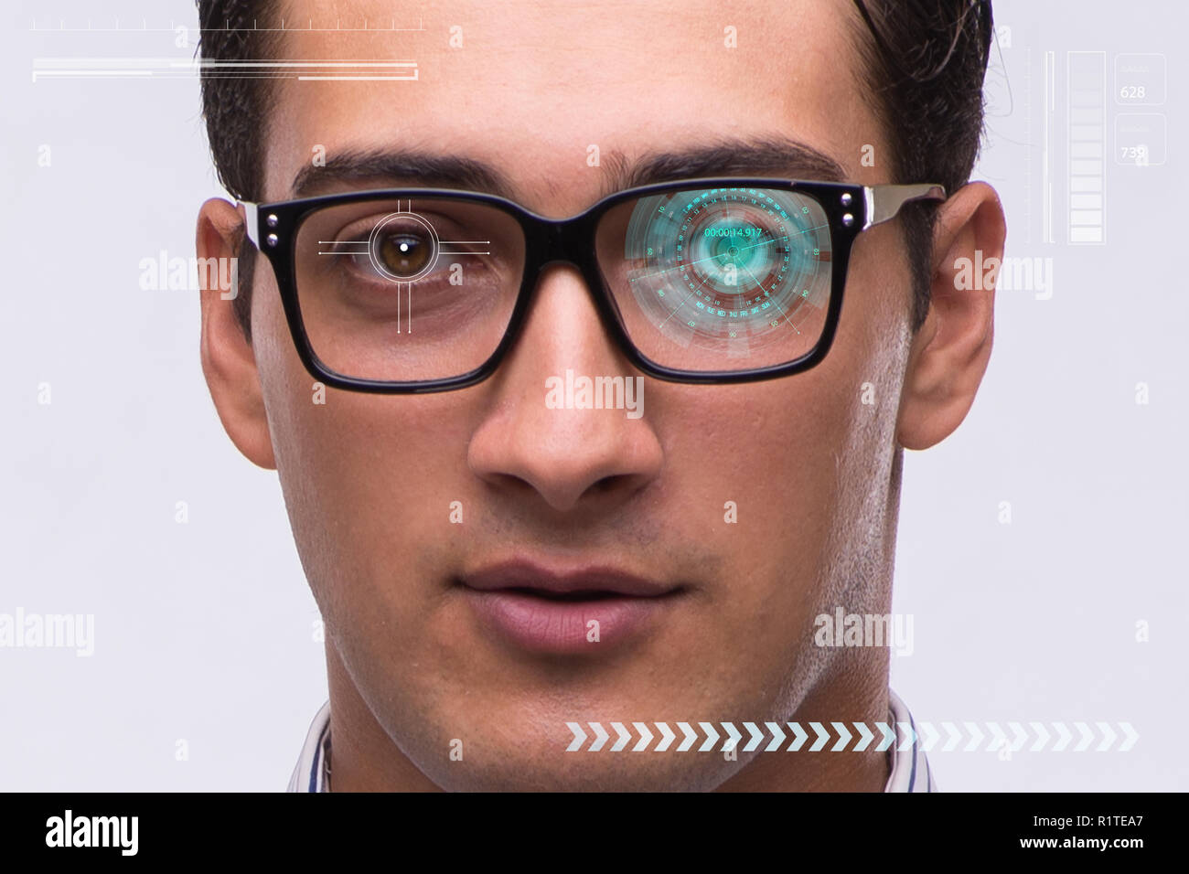 Concept of sensor implanted into human eye Stock Photo - Alamy