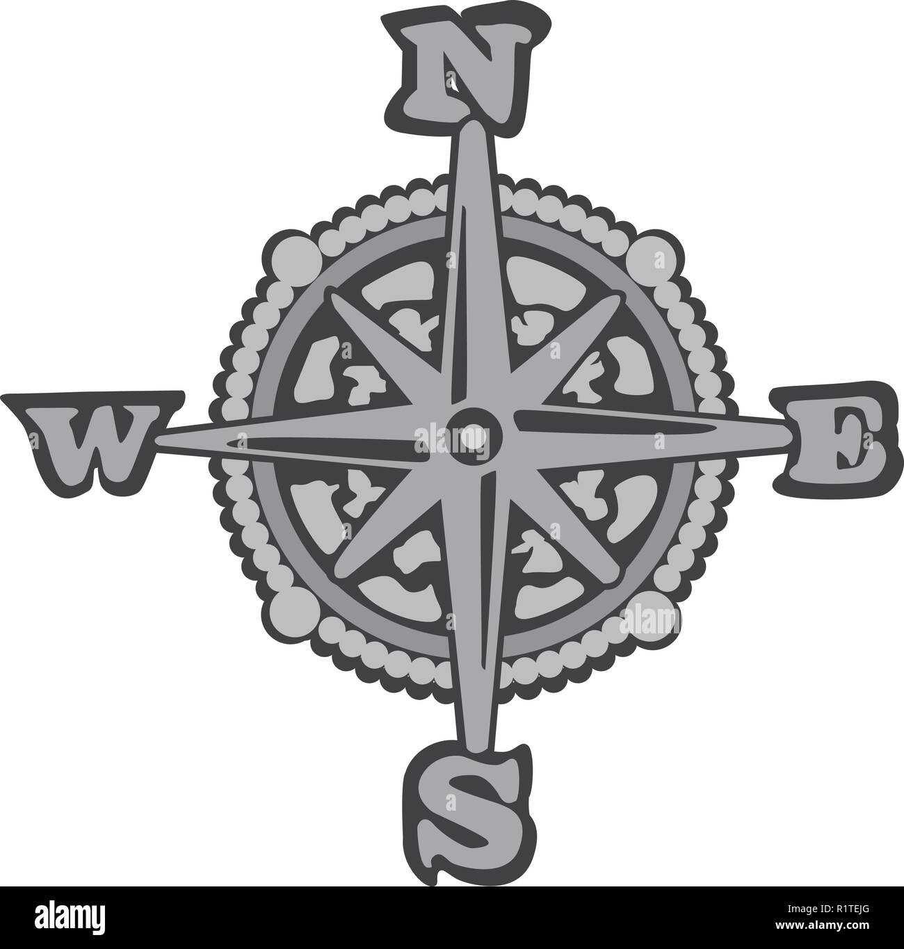 Compass Icon Vector. Simple flat symbol. Gray illustration on white ...