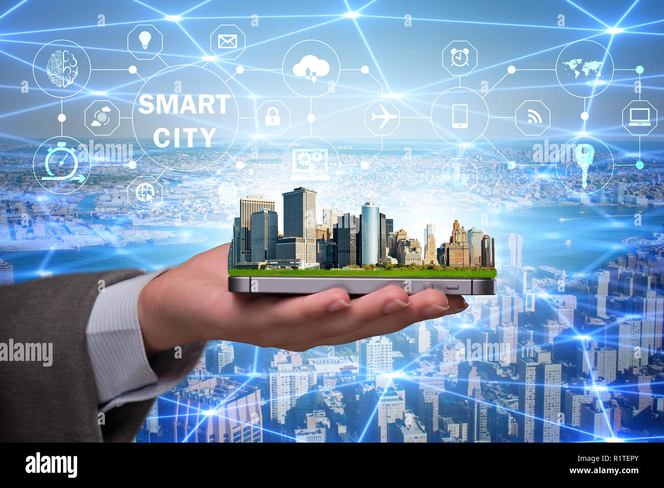 Smart city in innovation concept Stock Photo - Alamy
