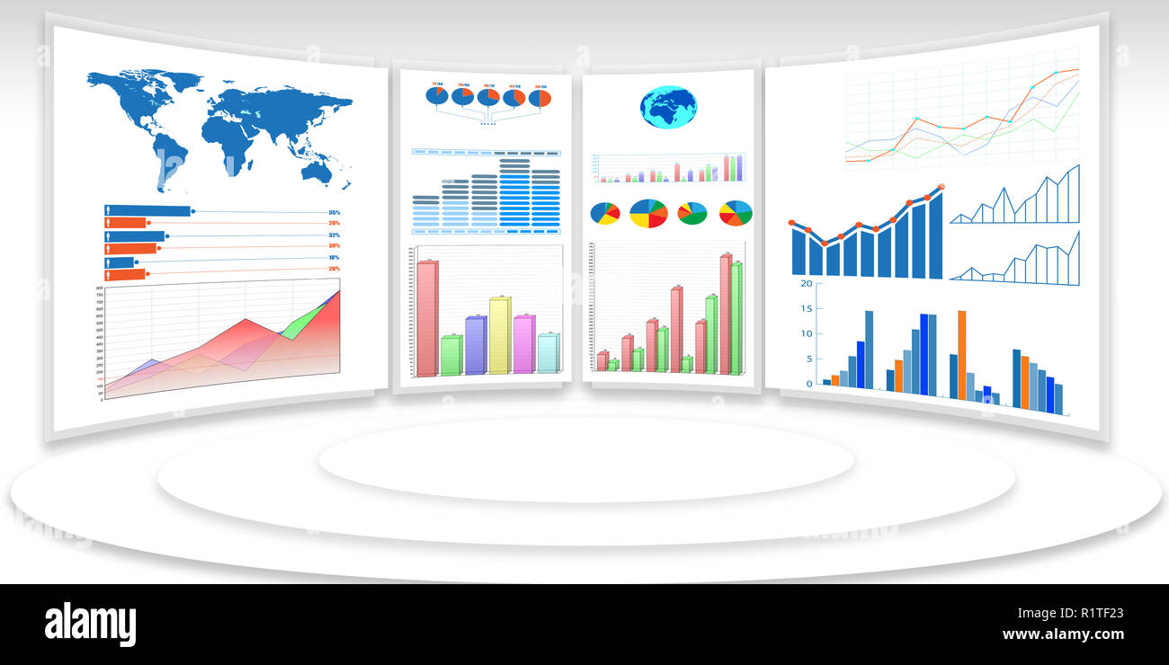 Business charts and infographics - 3d rendering Stock Photo - Alamy