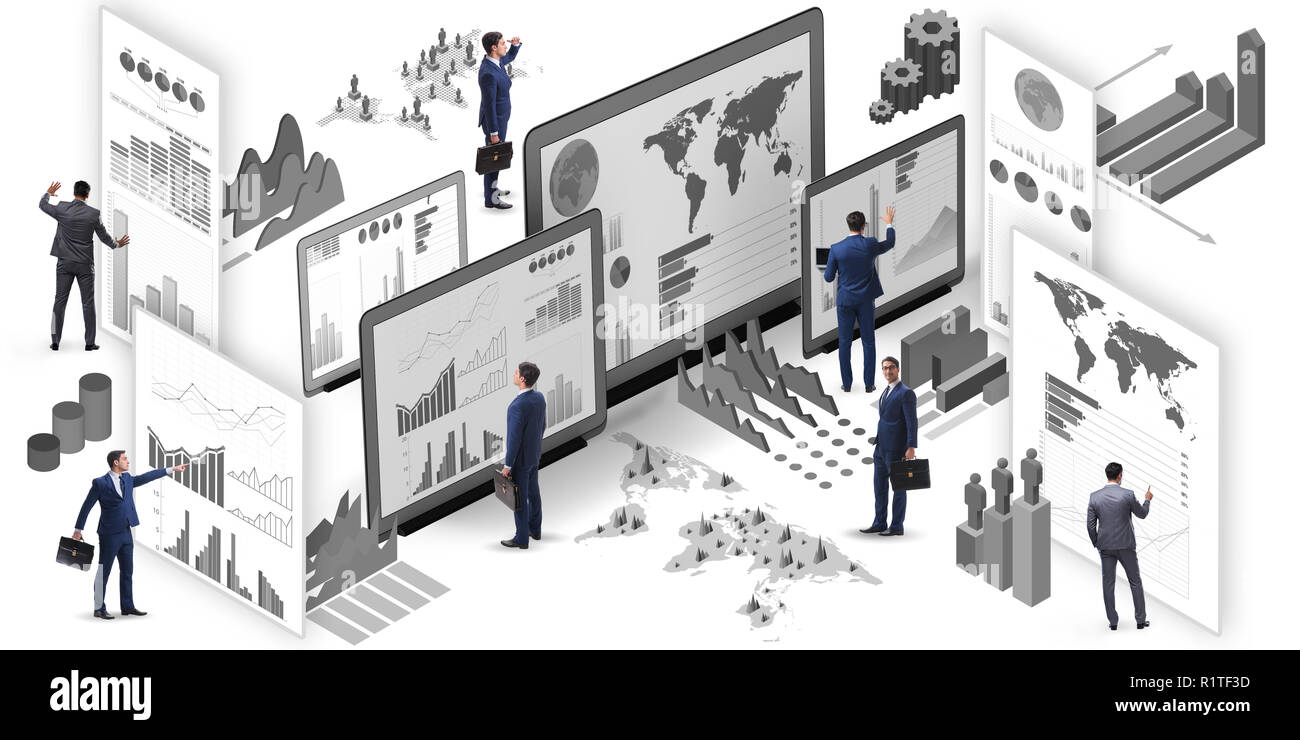 Businessman in business visualization and infographics concept Stock ...