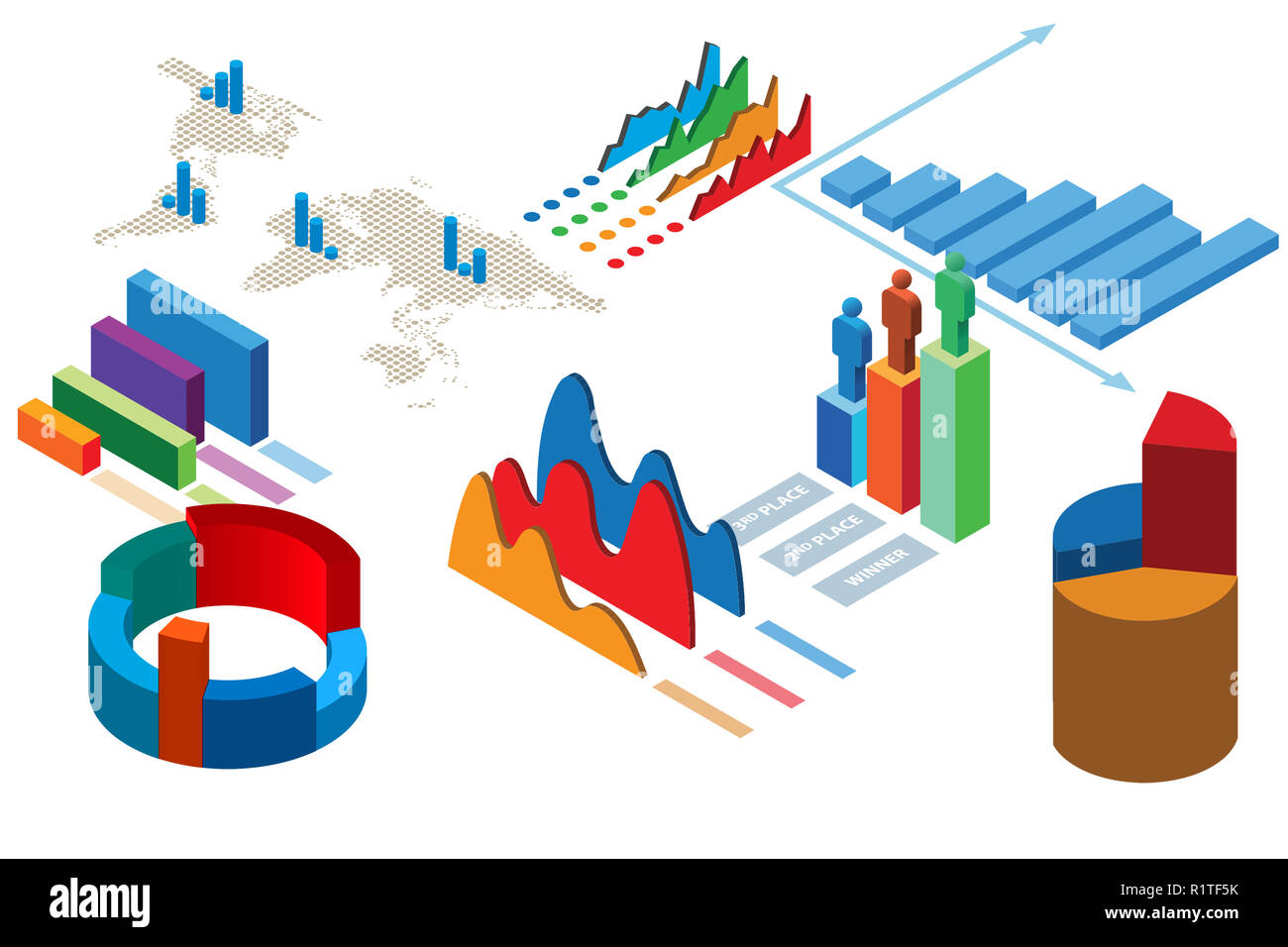 Various charts and graphs - 3d rendering Stock Photo - Alamy