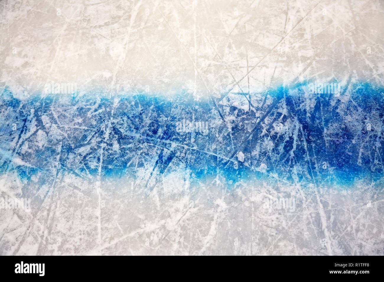 Hockey blue line on ice skating rink. winter sport background Stock ...