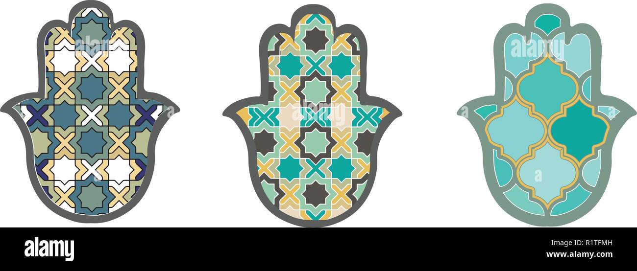 Seamless arabic khamsa hand of fatima illustration background pattern ...