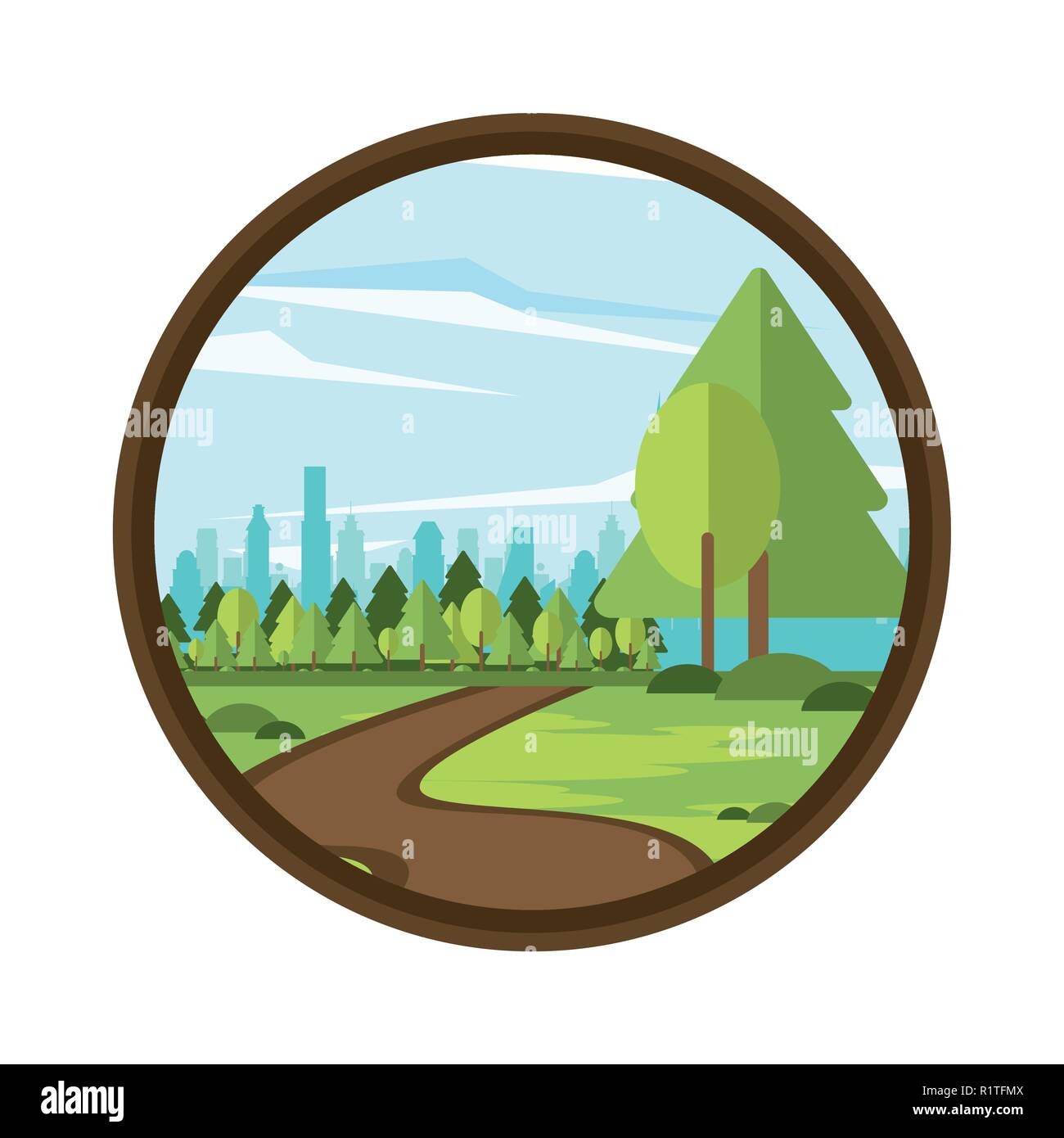 Round tree in park Cut Out Stock Images & Pictures - Alamy