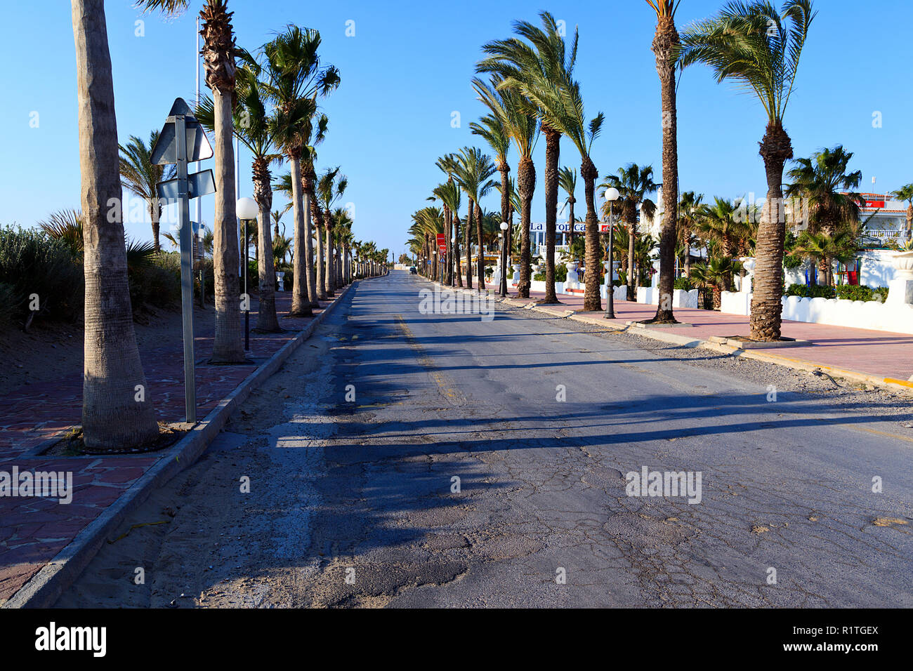 The coast road at Playa Tropicana along the Costa de Azahar from ...