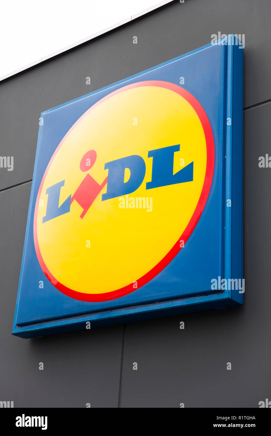 HANOVER, GERMANY - OCTOBER 25, 2018: Detail of Lidl store in Hanover ...