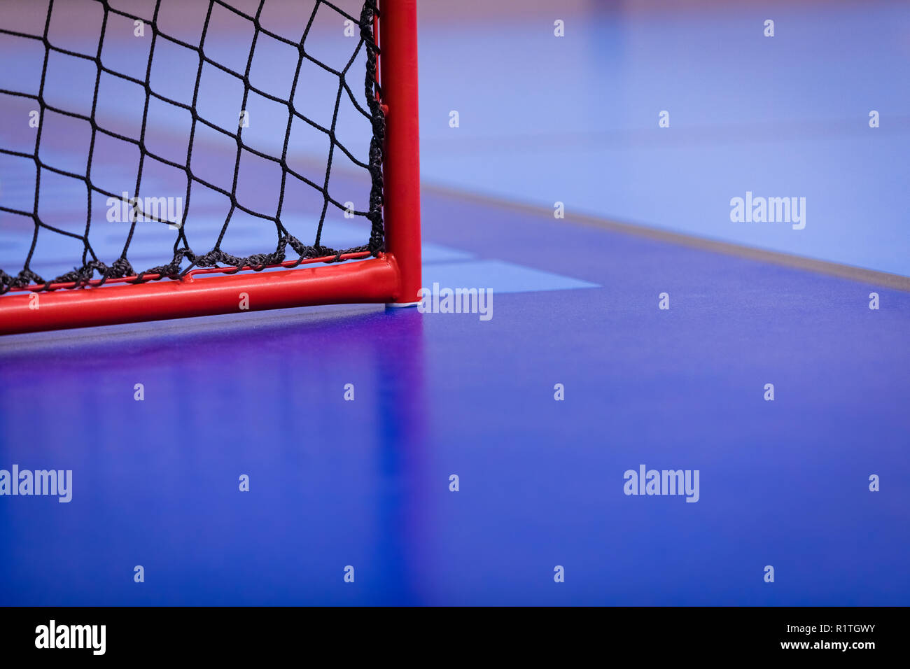 Closeup on Futsal Goal and Net with Futsal Field in the Background ...