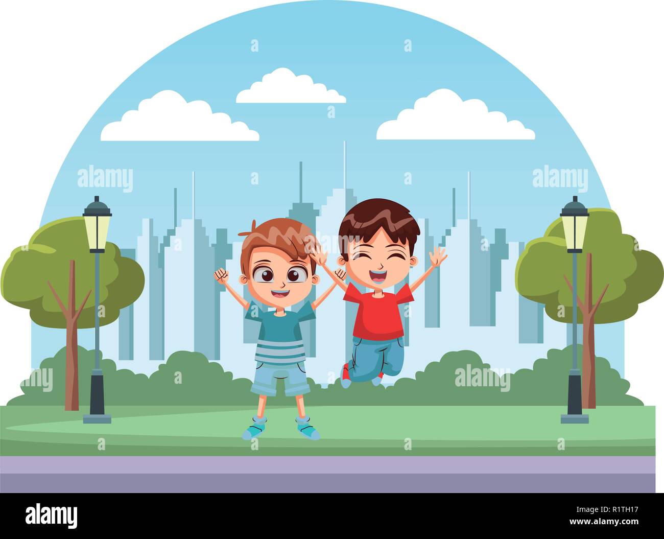 Happy kids cartoon Stock Vector Image & Art - Alamy