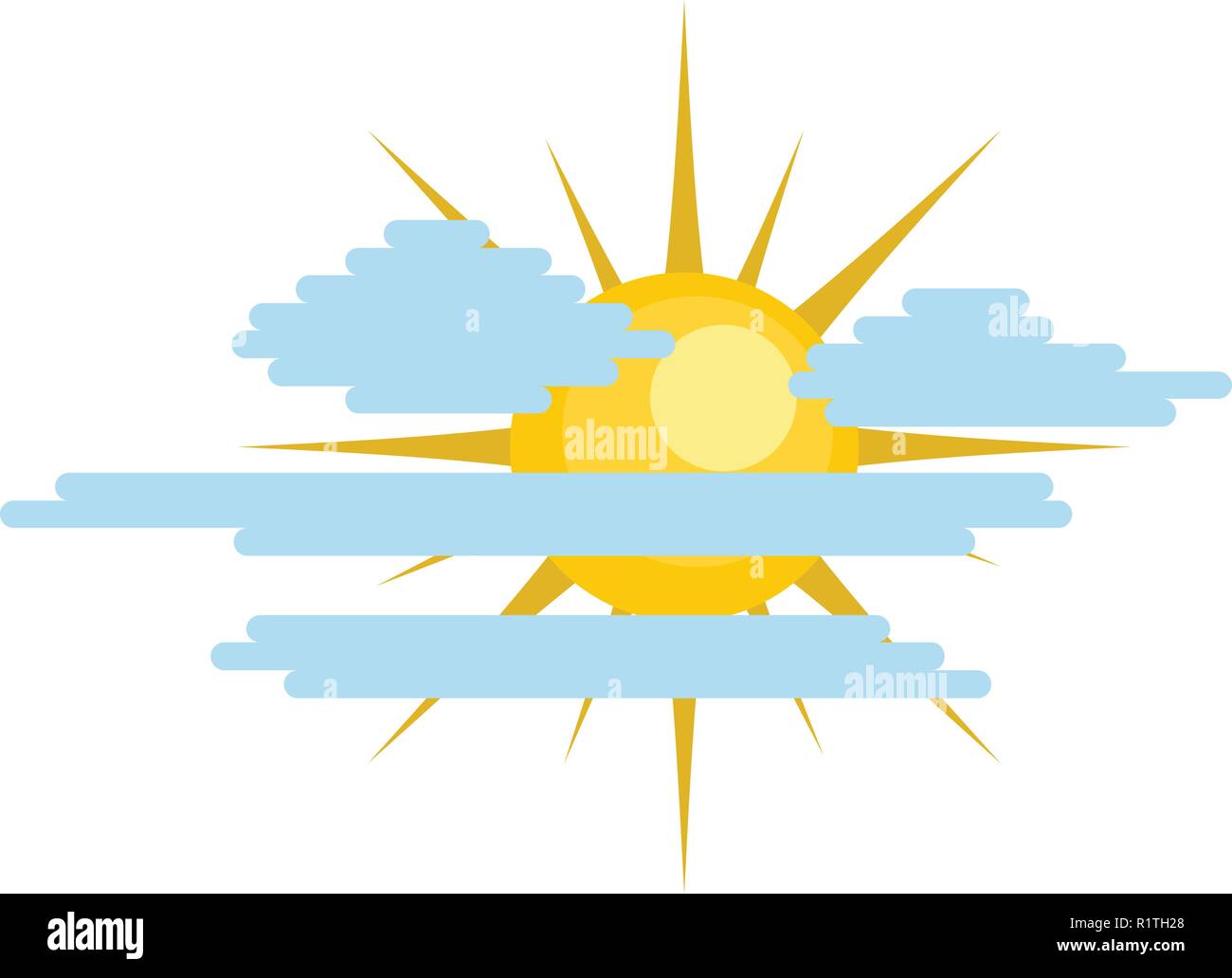 Cloudy sun icon. Flat illustration of cloudy sun vector icon isolated ...