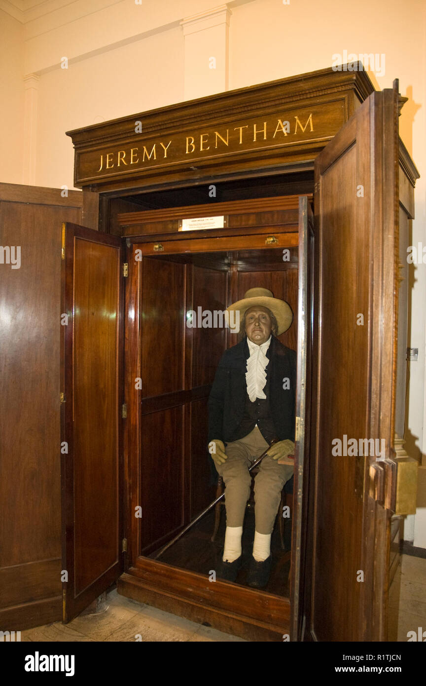 Jeremy Bentham's (philosopher & social reformer) skeleton and head are ...