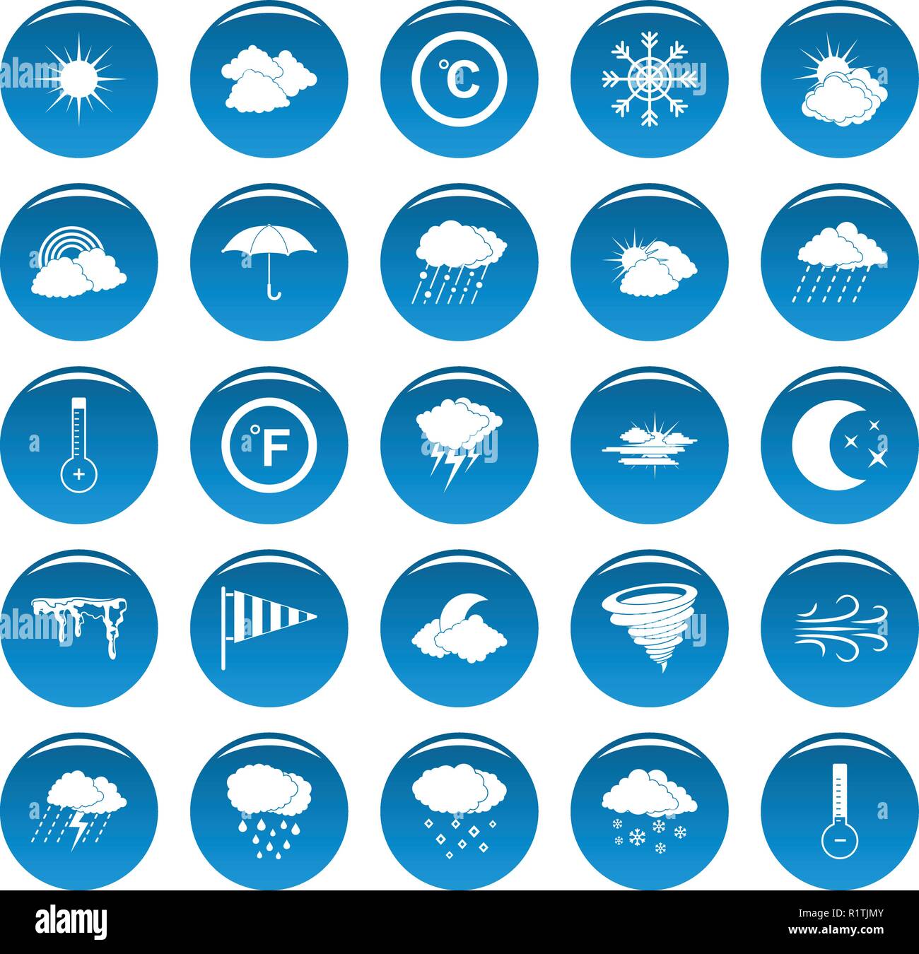 Weather icons set blue. Simple illustration of 25 weather vector icons ...