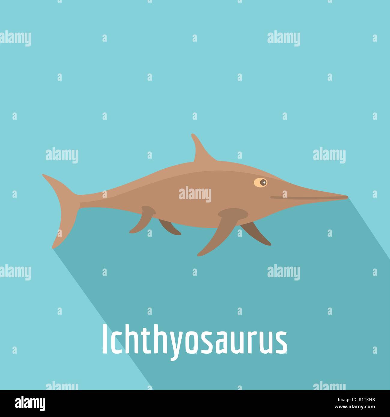 Ichthyosaurus icon. Flat illustration of ichthyosaurus vector icon for ...