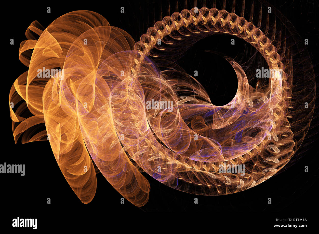 Fractal glowing curves worm spine helix abstract background. Futuristic ...