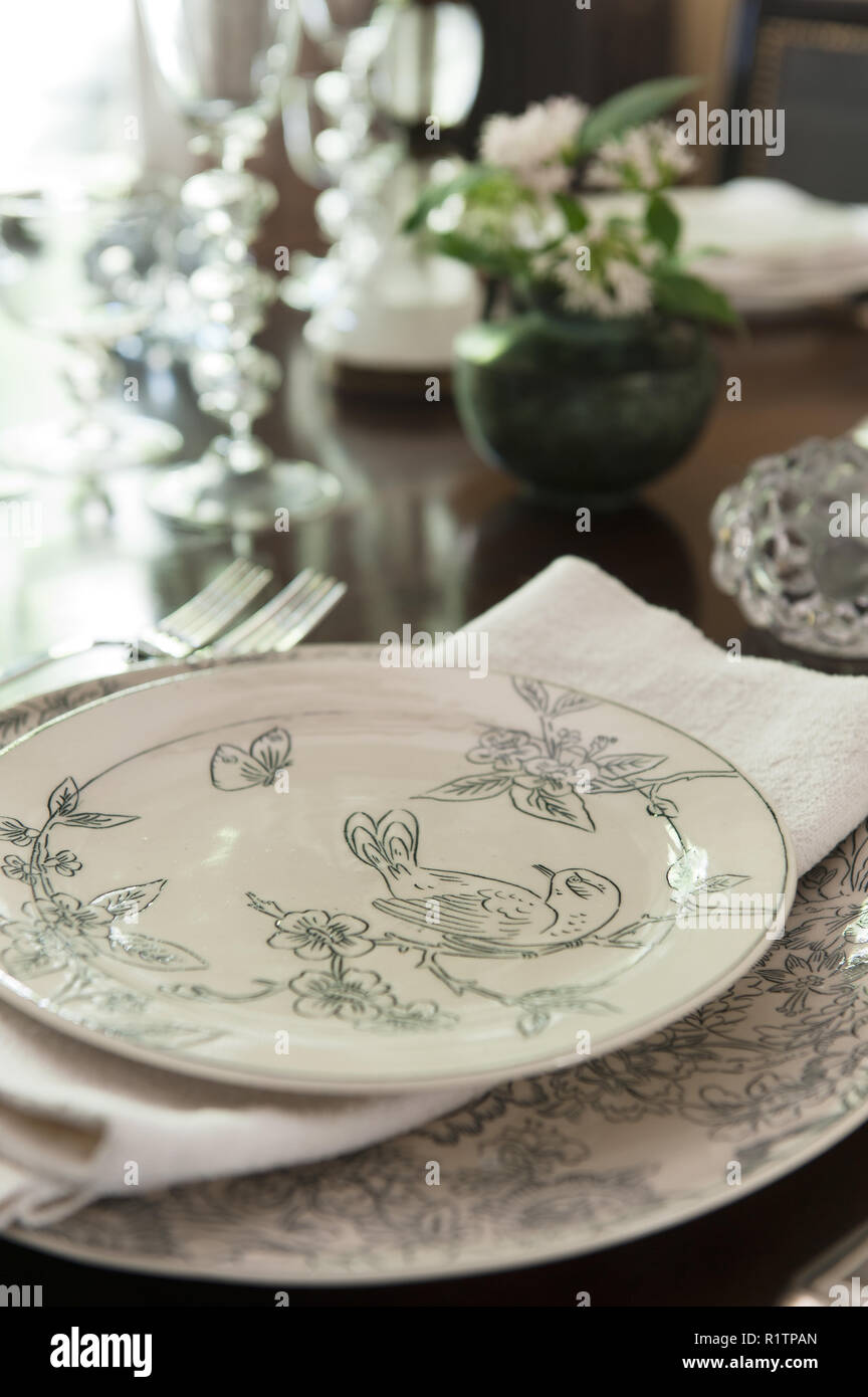 Bird themed tableware Stock Photo - Alamy