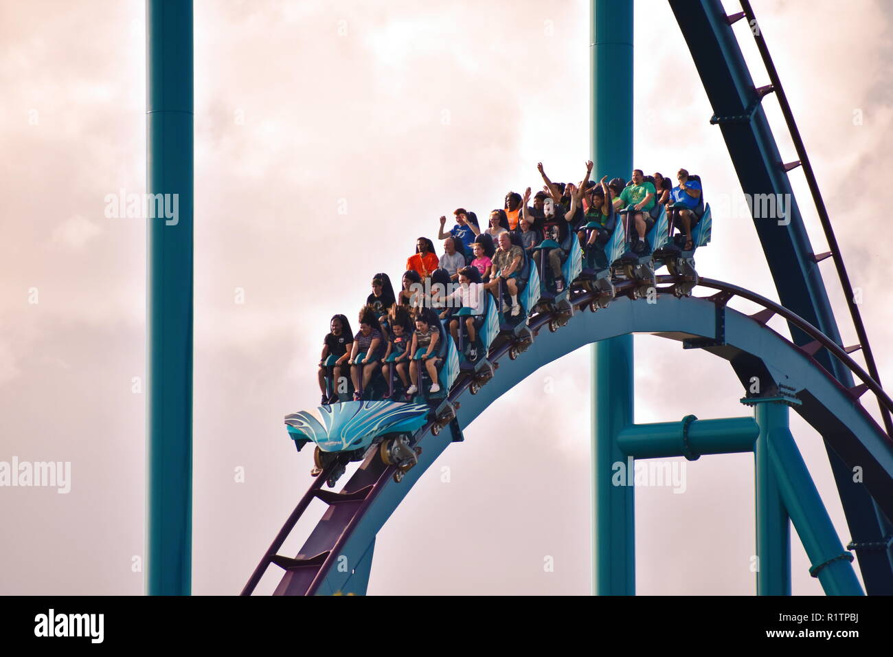 Orlando, Florida. September 23, 2018. Amazing Mako Roller Coaster ...