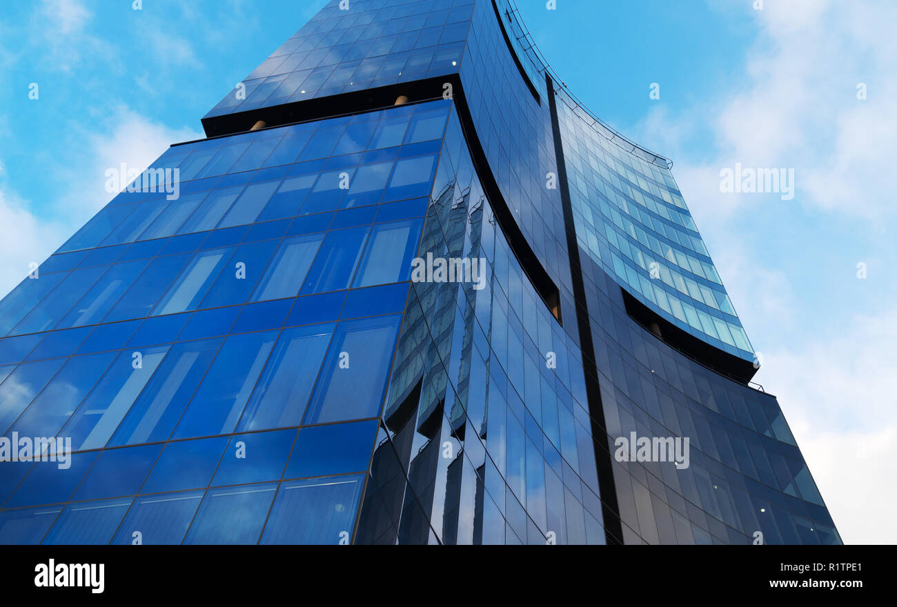 Modern round office building with windows Stock Photo - Alamy