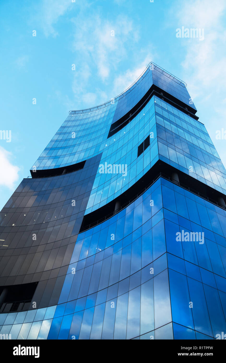 Modern round office building with windows Stock Photo - Alamy