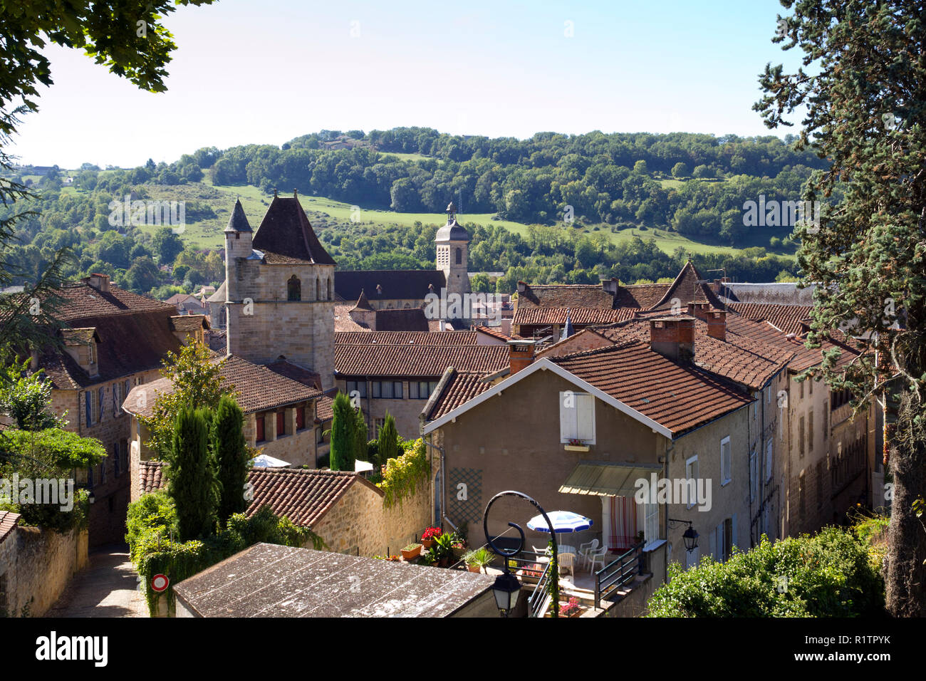 View over the rooftops of Figeac, Lot, France, Europe Stock Photo - Alamy