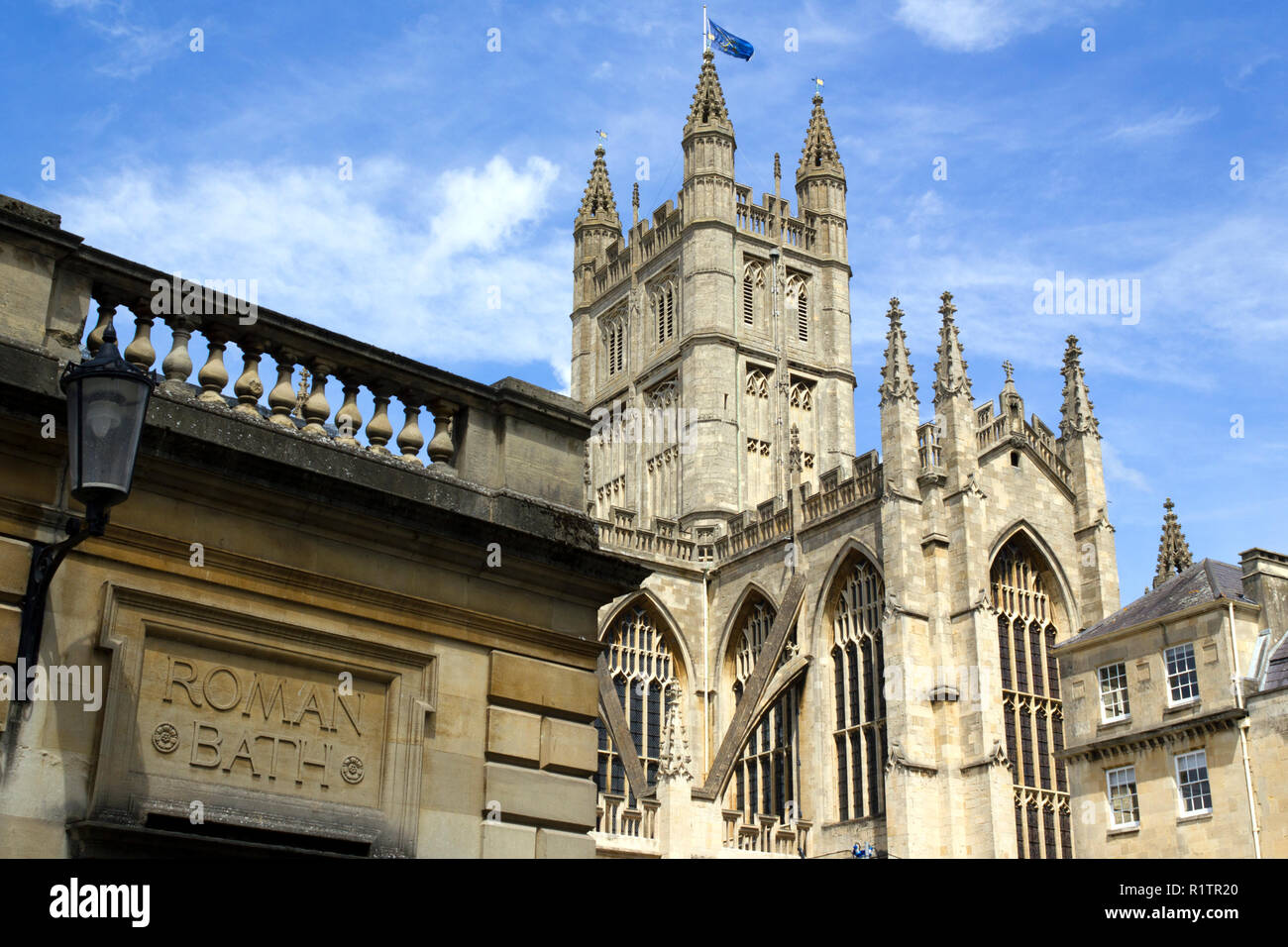 Bath Abbey with Roman Bath detail in the World Heritage City of Bath ...