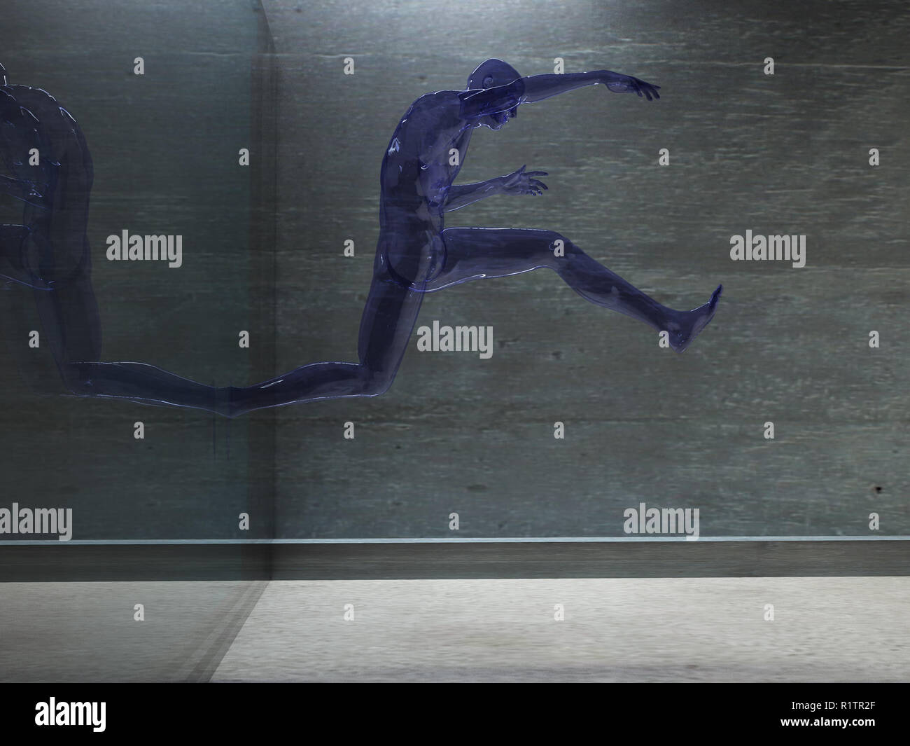 Figure of man made of glass in motion Stock Photo - Alamy