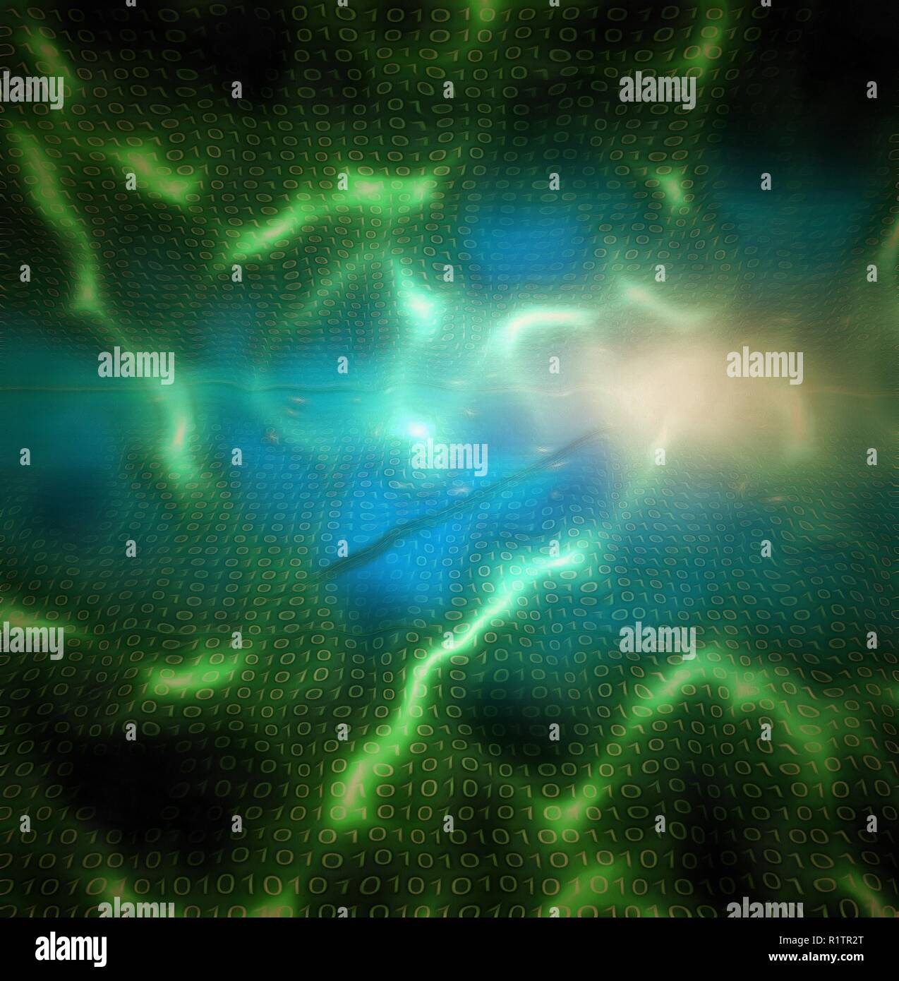 Lights and binary code. Digital space Stock Photo - Alamy