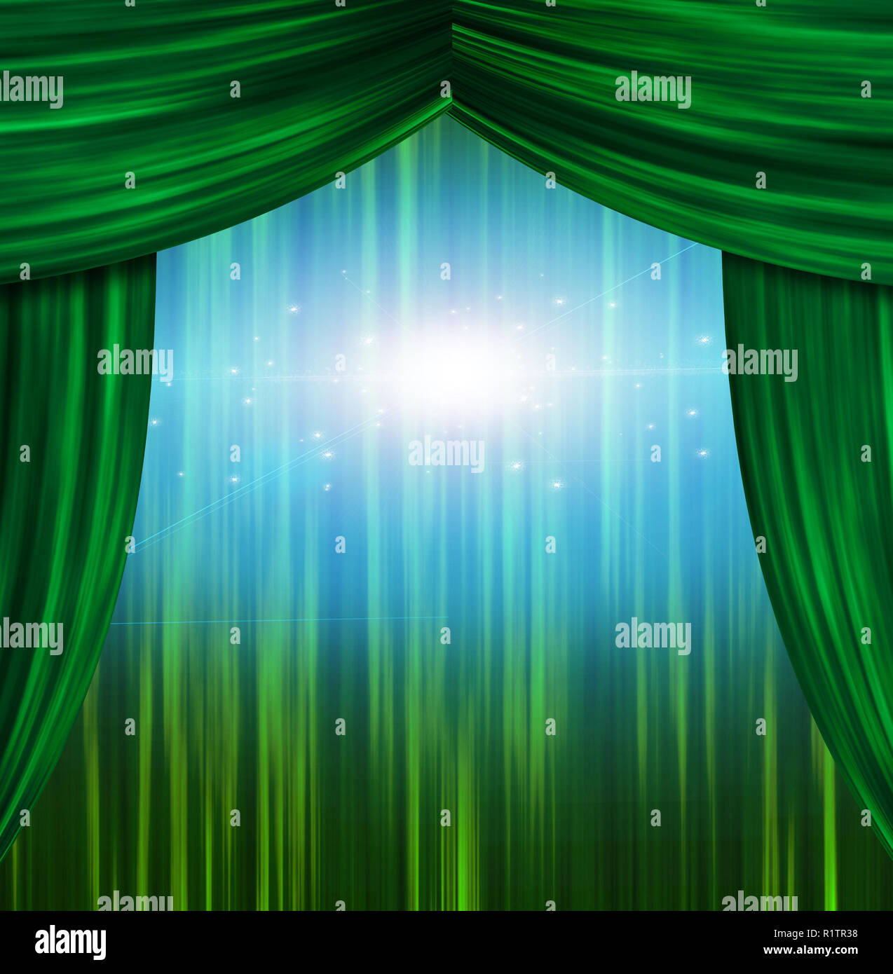 Green Stage Curtains