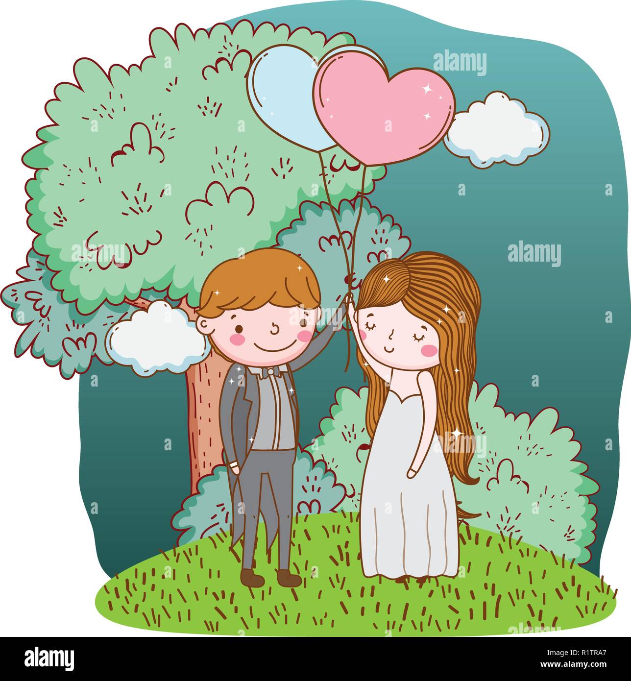 couple marriage cute cartoon Stock Vector Image & Art - Alamy