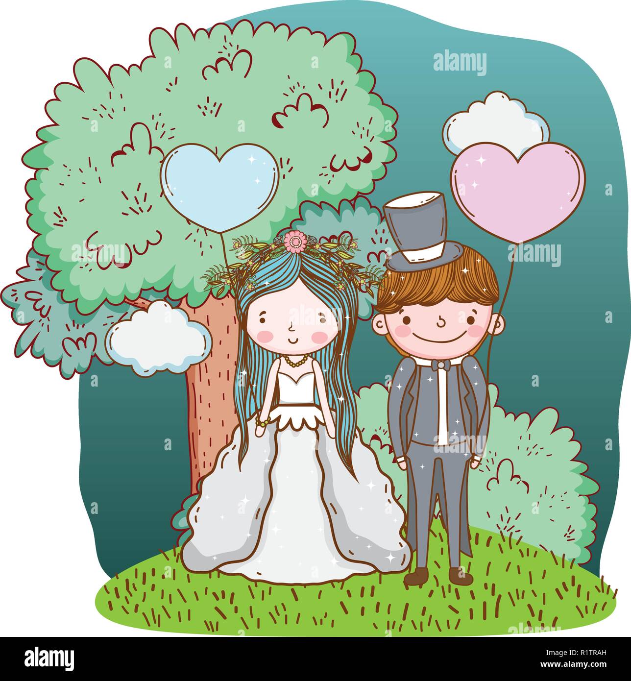 couple marriage cute cartoon Stock Vector Image & Art - Alamy