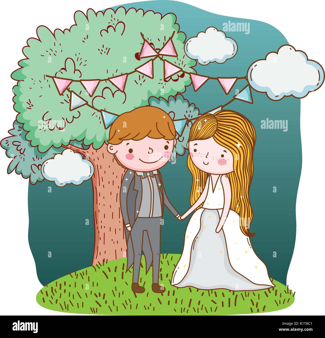 couple marriage cute cartoon Stock Vector Image & Art - Alamy