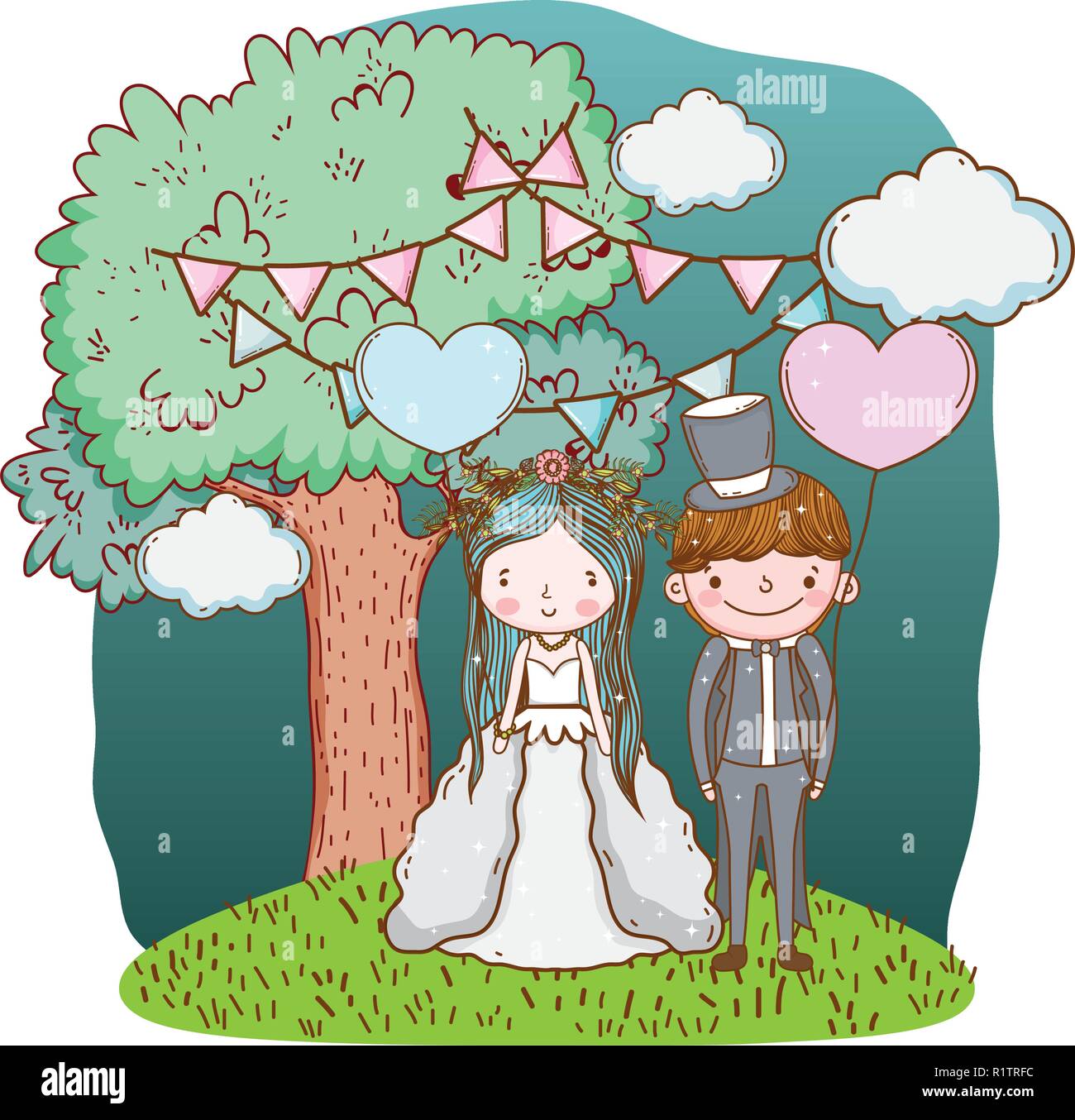 couple marriage cute cartoon Stock Vector Image & Art - Alamy