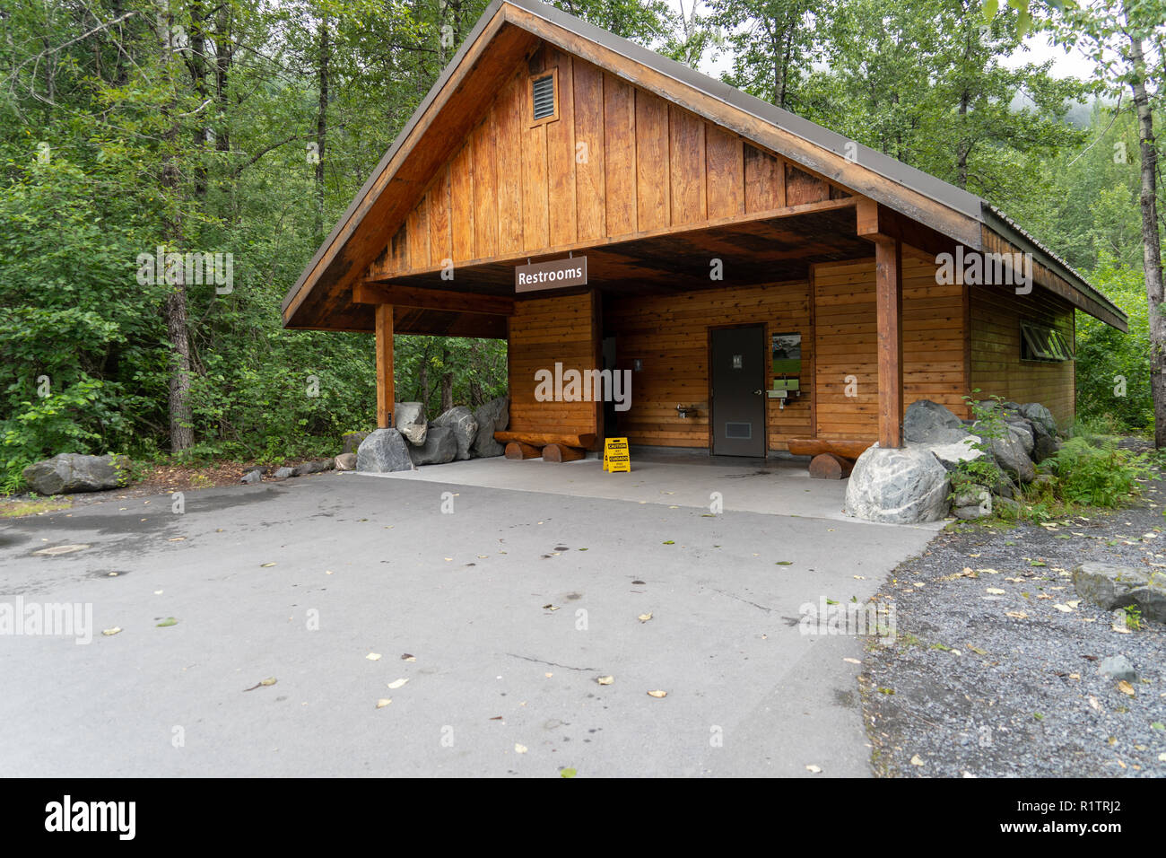 AUGUST 6 2018 - SEWARD, ALASKA: Restroom building for tourists to use ...