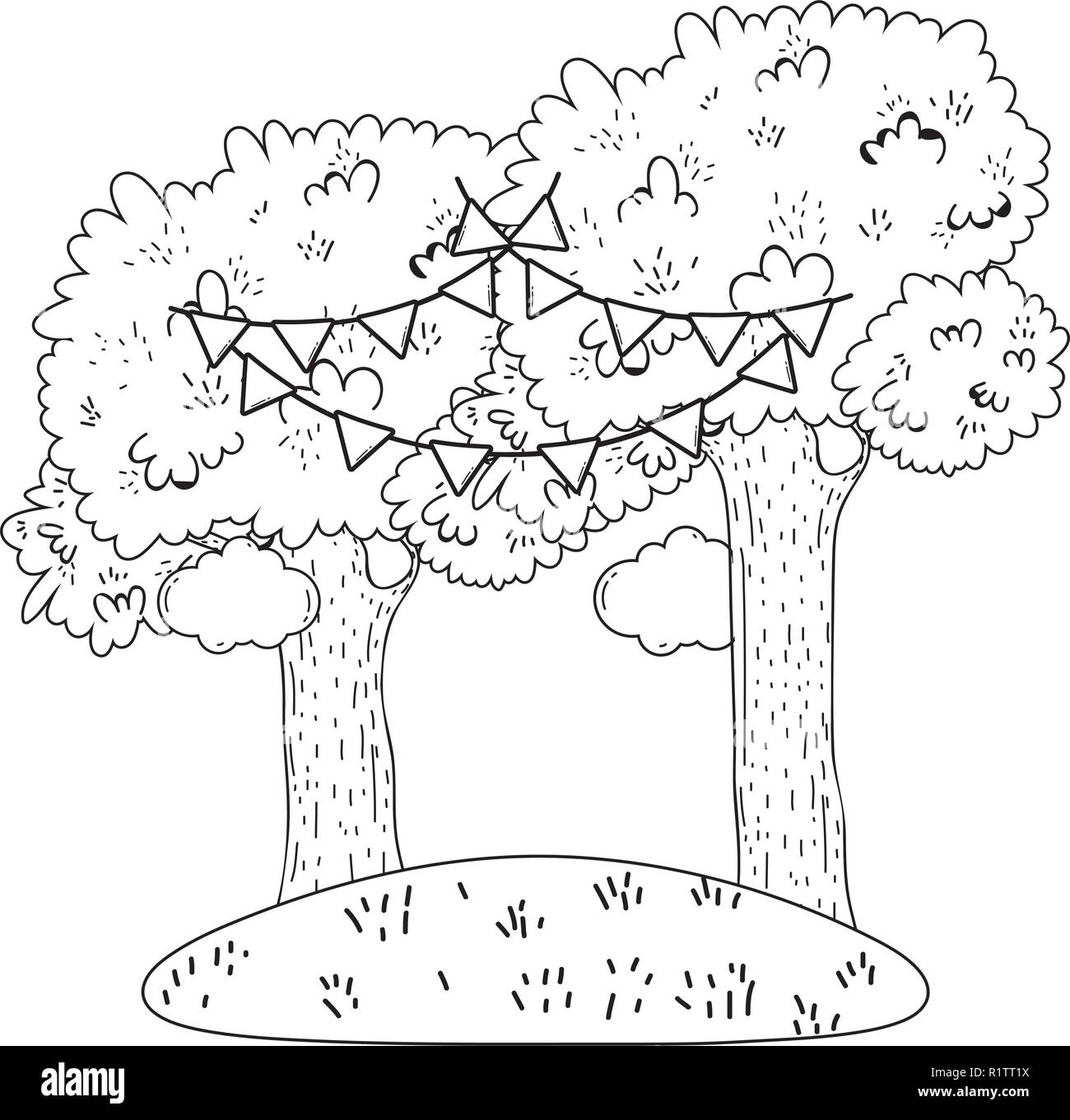 trees cute nature in black and white Stock Vector Image & Art - Alamy